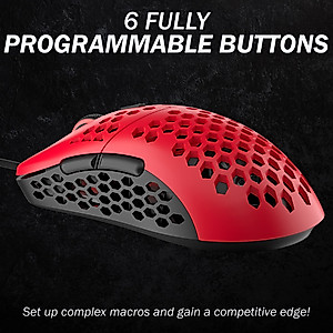 HK Gaming Mira M Ultra Lightweight RGB Gaming Mouse | Honeycomb Shell | 63 Grams | max 12000 cpi | USB Wired | 6 programmable Buttons | On-Board Memory | Anti Slip Grips | Mira-M Monza