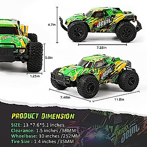 kolegend RC Cars 13 Inch Colorful Bodylight Remote Control Car for Boys 50+min Play with 2 Rechargeable Batteries, 20 km/h All Terrains Off Road RC Trucks Birthday Gift