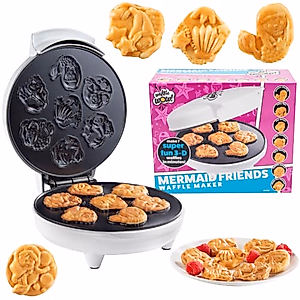 Mermaid Waffle Maker, Fun Easter Gift for Kids- Create 7 Different Mermaid Shaped Waffles in Minutes - A Fun, Cool Under the Sea Breakfast for Kids & Adults- Electric Nonstick Waffler Iron Ocean Theme