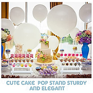 Cake Pop Stand Display Riser 2 Pcs 3 Tier Wood Lollipop Holder 17 Hole Cake Pop Stand Cake Pop Holder White Lollipop Stand for Dessert Table of Wedding Birthday, Fit 5/32 Inch 4 mm Lollipop Sticks
