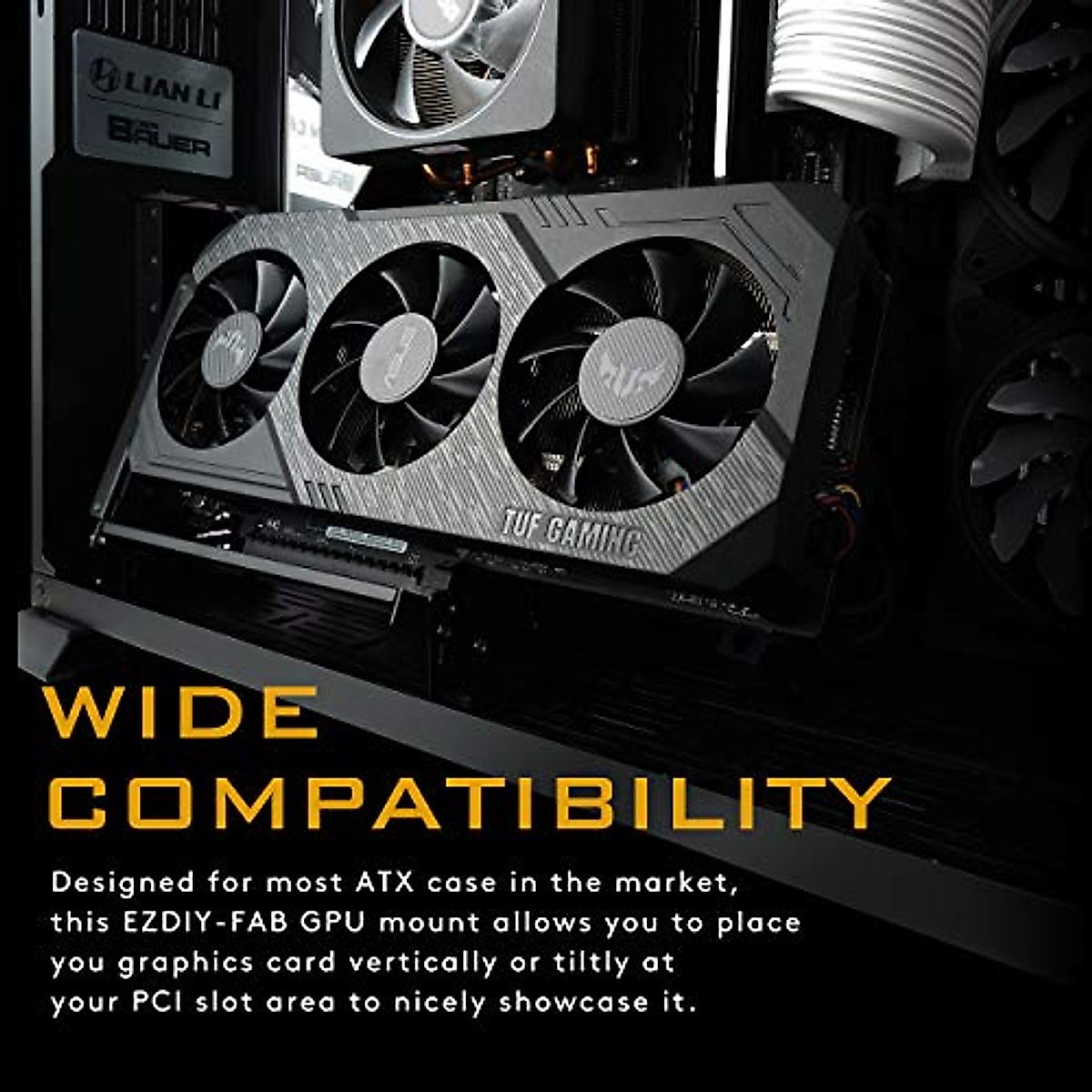 EZDIY-FAB Vertical Graphics Card Holder Bracket Support with Multi-Angle,GPU Mount,Video Card VGA Support Kit with PCIE3.0 Riser Cable- Black