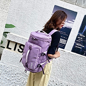 fancyfree Multipurpose Travel Backpack, Large Capacity Gym Duffle Bag, Daily Sport Backpack Tote with Individual Shoe Pockets for Men and Women (Purple)