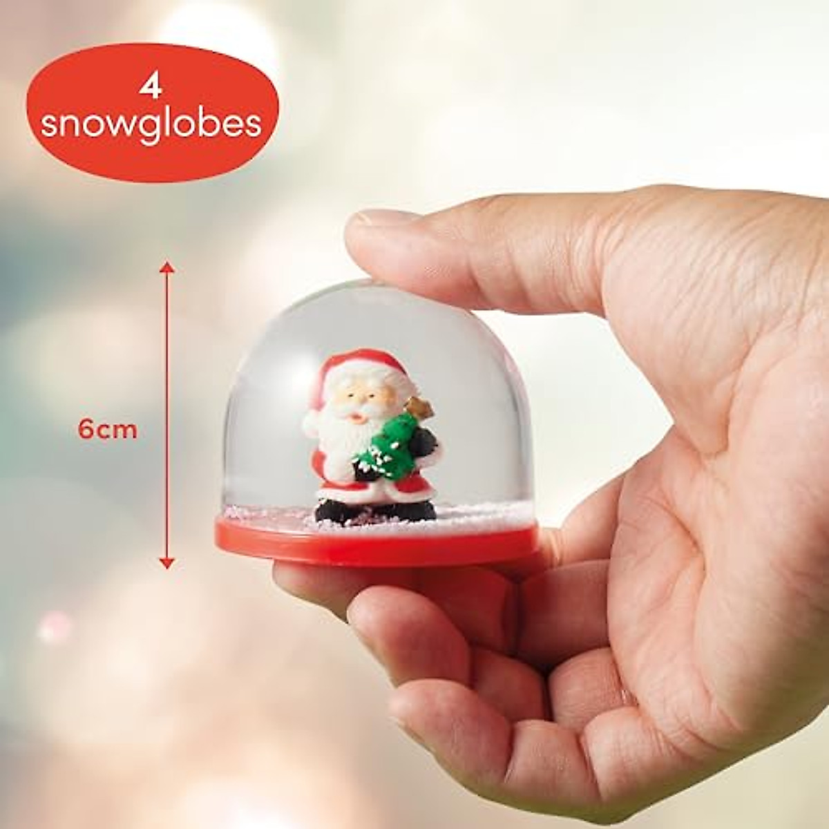 THE TWIDDLERS 4 Mini Christmas Winter Snow Globes for Kids - Gift, Decoration, Xmas Stocking Stuffers, Giveaways