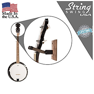 String Swing CC01B-BW Banjo Hanger Wooden Wall Holder Black Walnut Hardwood