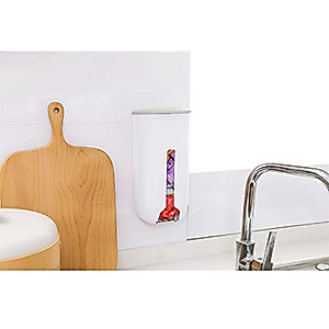 Cabilock White Grocery Bag Dispenser Wall Mounted Folding Bag Saver Organizer Plastic Trash Bag Holder Hanging Storage Bag Recycling Containers Storage for Kitchen