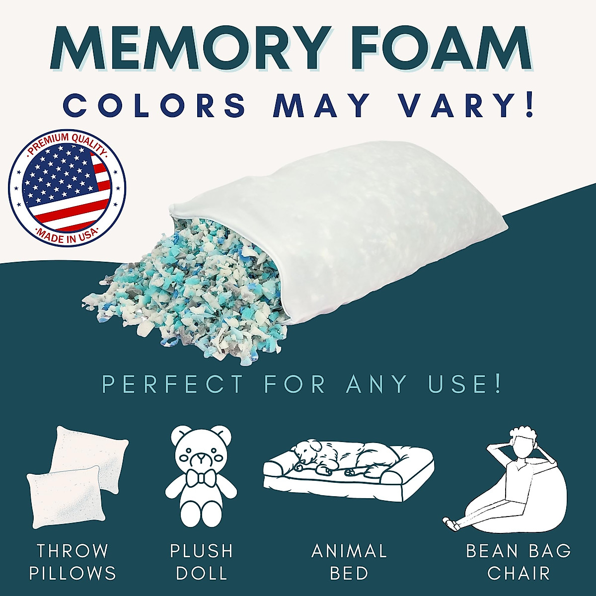 Sleep Touch - Shredded Memory Foam (10 Pound), Made in USA, 10 LBS Refill, Bean Bag Refill, Stuffing for Couch, Filler for Chair and Pillow, Filling for Cushions.