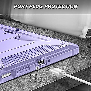 Fintie Case for Amazon Fire Max 11 (13th Generation, 2023 Release), [Tuatara] Rugged Unibody Hybrid Kickstand Cover with Built-in Screen Protector, Lilac Purple