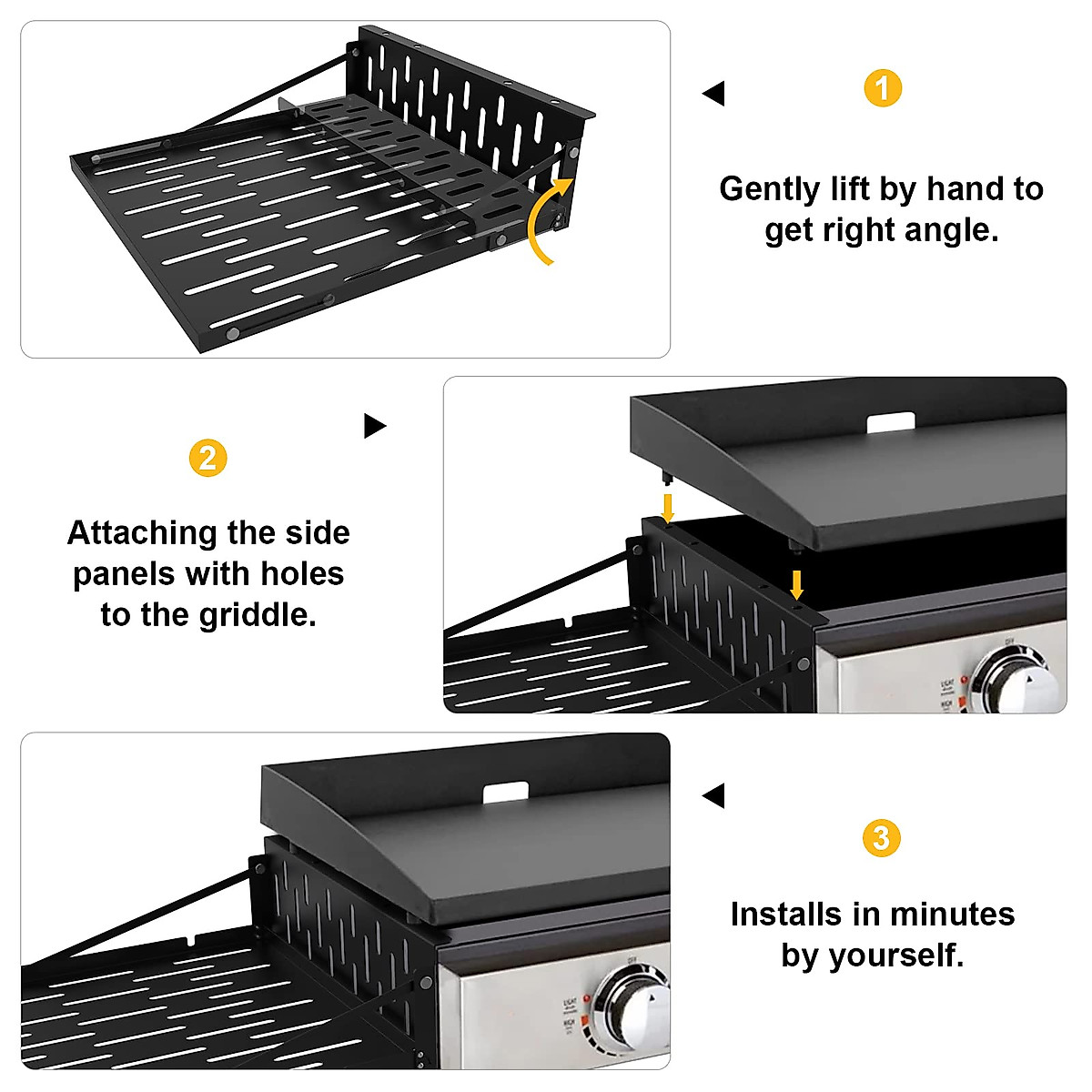 Griddle Caddy for Blackstone 17"/22"/28" Griddle, Griddle Side Shelf for Blackstone Grill, Foldable Design Storage BBQ Accessories for Blackstone Griddle Accessories Organizer