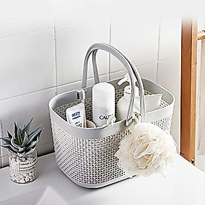 UUJOLY Plastic Organizer Storage Baskets with Handles, Shower Caddy Bins Organizer for Bathroom and kitchen（Grey