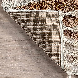 nuLOOM Kali Shaggy Diamond Tassel Area Rug, 8x10, Light Brown