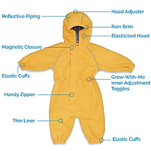 JAN & JUL Toddler Rain Suit for Baby Girls with Waterproof Shell (Puddle-Dry: Watermelon Pink, Size: 2 Years)