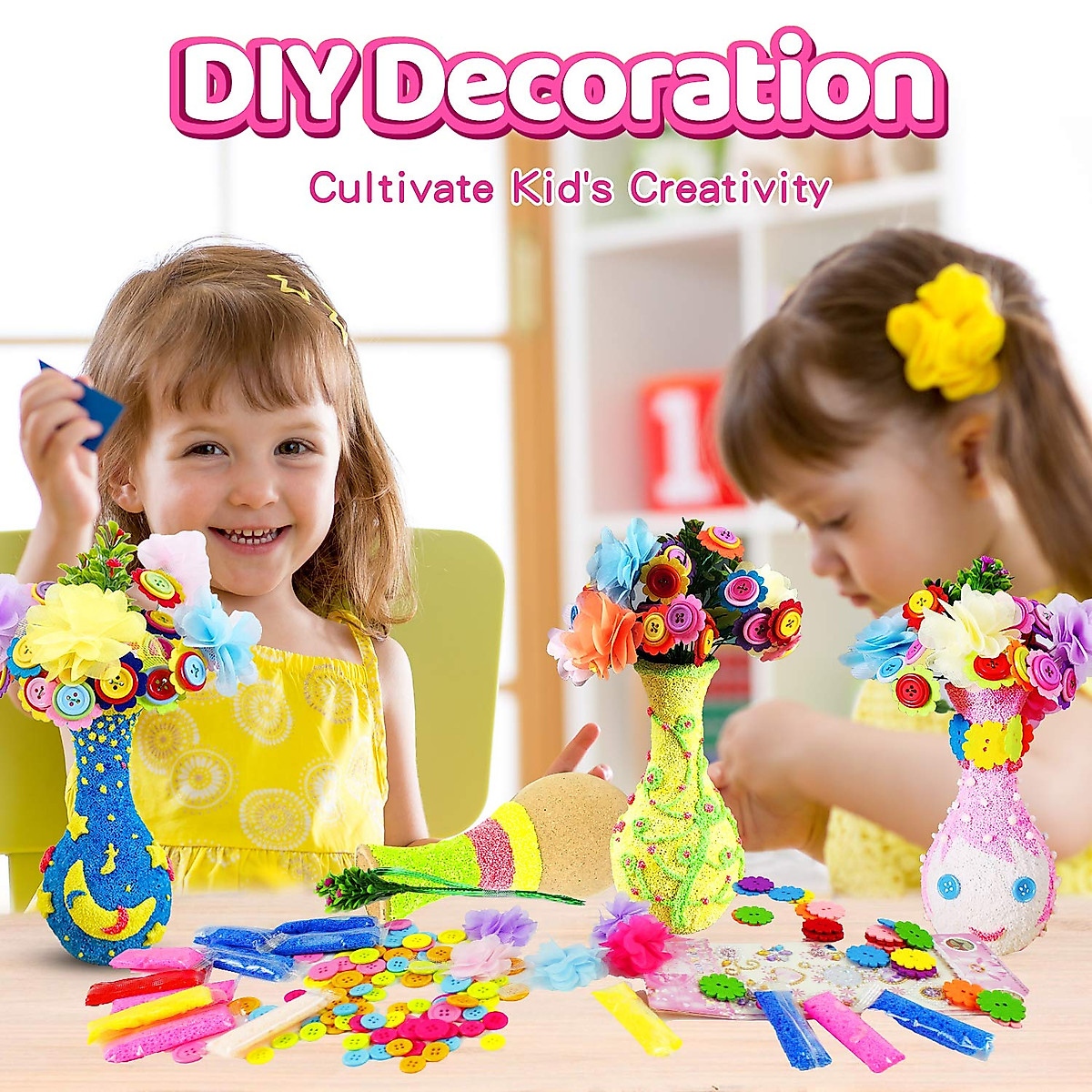 Wiseplz Flower Crafts Kit for Kids, 2 Packs Arts and Crafts for Kids Ages 3 -12 DIY Craft Project for Girls & Boys Art Supplies Sets for Kids Ages 5 -12 Year Old Birthday Gifts for Girls