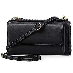 FALAN MULE RFID Womens Wallet Purse Wristlet PU Leather Crossbody Clutch with 2 Straps