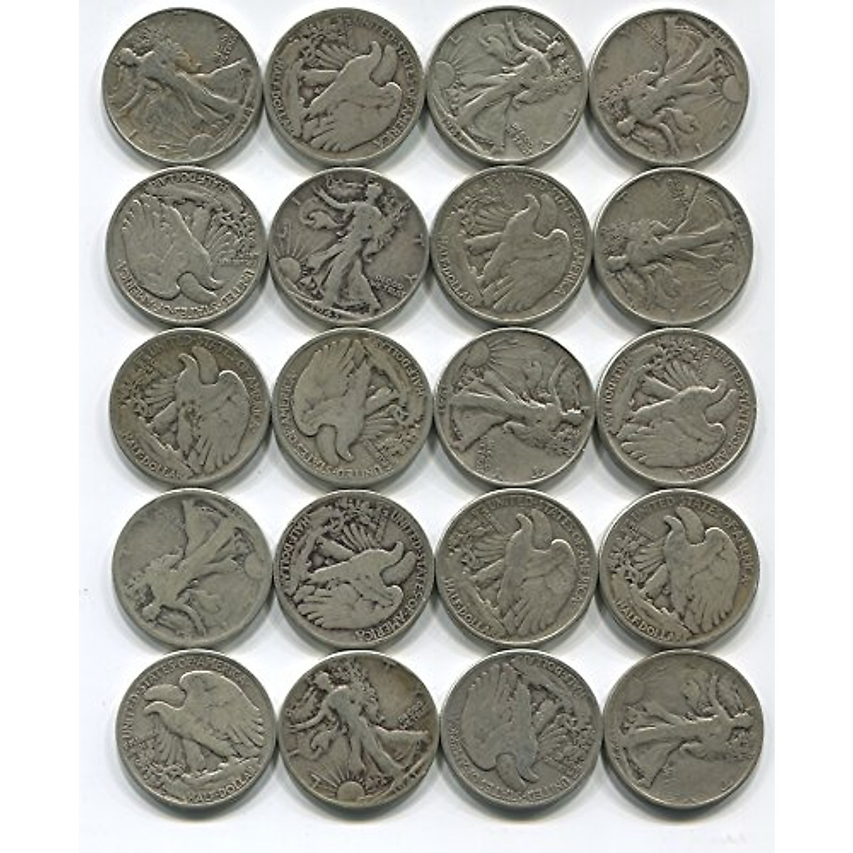 Circulated Walking Liberty Half Roll