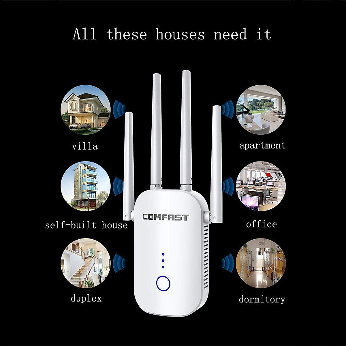 1200Mbps WiFi Range Extender Repeater, Coverage Up to 3000 sq.ft and 25 Devices, 2.4&5GHz WiFi Extender Signal Amplifier with 5 Working Modes