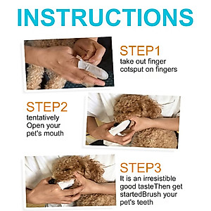 Teeth Cleaning Finger Wipes for Dogs, Dog Dental Care Wipes for Cats & Dogs, Pet Oral Cleansing Presoaked Teeth Wipes - No Brushing Fingers Wet Wipes for Freshen Breath, Reduce Plaque & Tartar - 2Pack