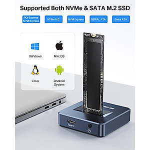 ACASIS NVME SSD Reader Adapter, Aluminium Alloy Housing Fast Heat Dissipation, NVME to USB Docking Station, M.2 SSD to USB Adapter 10Gbps, Support M.2 (M Key) NVMe SSD and (B+M Key) SATA-Based SSD