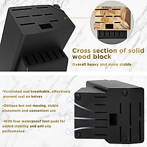 Warmot® Kitchen Knife Set, 15 Pieces Knife Set Chef with Knife Sharpener Block, Ultra Sharp German Stainless Steel Knife Set Ergonomic Handle, Elegant Black