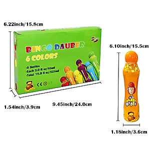 Yuanhe Bingo Daubers Dot Markers - 3 oz Paint Dotter Bingo Dabbers/Dobbers, Set of 6