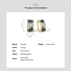 Santuzza 925 Sterling Silver Butterfly Dangle Earrings Green Spinel White Cubic Zirconia Drop Earring 14K Yellow Gold Plated Jewelry