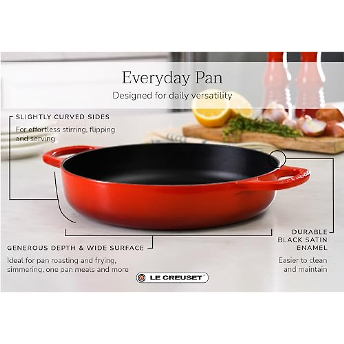 Le Creuset Signature Cast Iron Everyday Pan, 11", Sea Salt