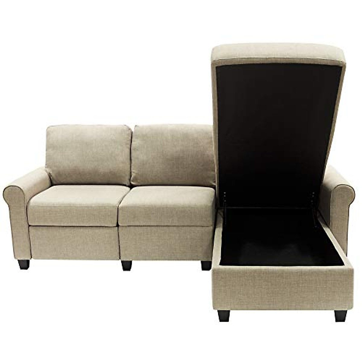 Serta Copenhagen Reclining Sofa Small Couch with Built-in Storage, Low-Maintenance & Family-Friendly Fabric, Right Sectional, Dusk Beige