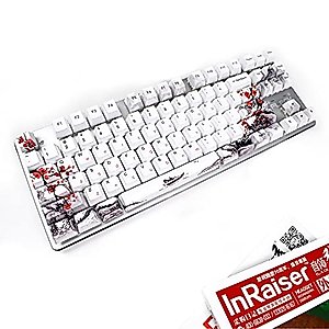 MOLGRIA Keycaps 110 Set for Full Size Mechanical Keyboard, Custom PBT OEM Profile Key caps Japanese Style with Keycap Puller for Cherry MX 104/87/71/61 60 Percent Keyboard(Plum Blossom)