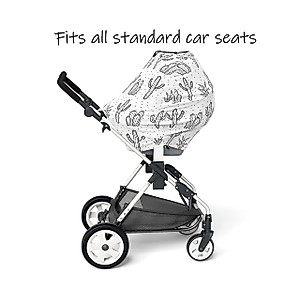 YayaTete Stretchy Multi Use Cover Cactus Car Seat Canopy Nursing Breastfeeding Cover Shopping Grocery Cart High Chair Cover Cacti Nursery Decor Baby Infant Boy,Black,White,Small