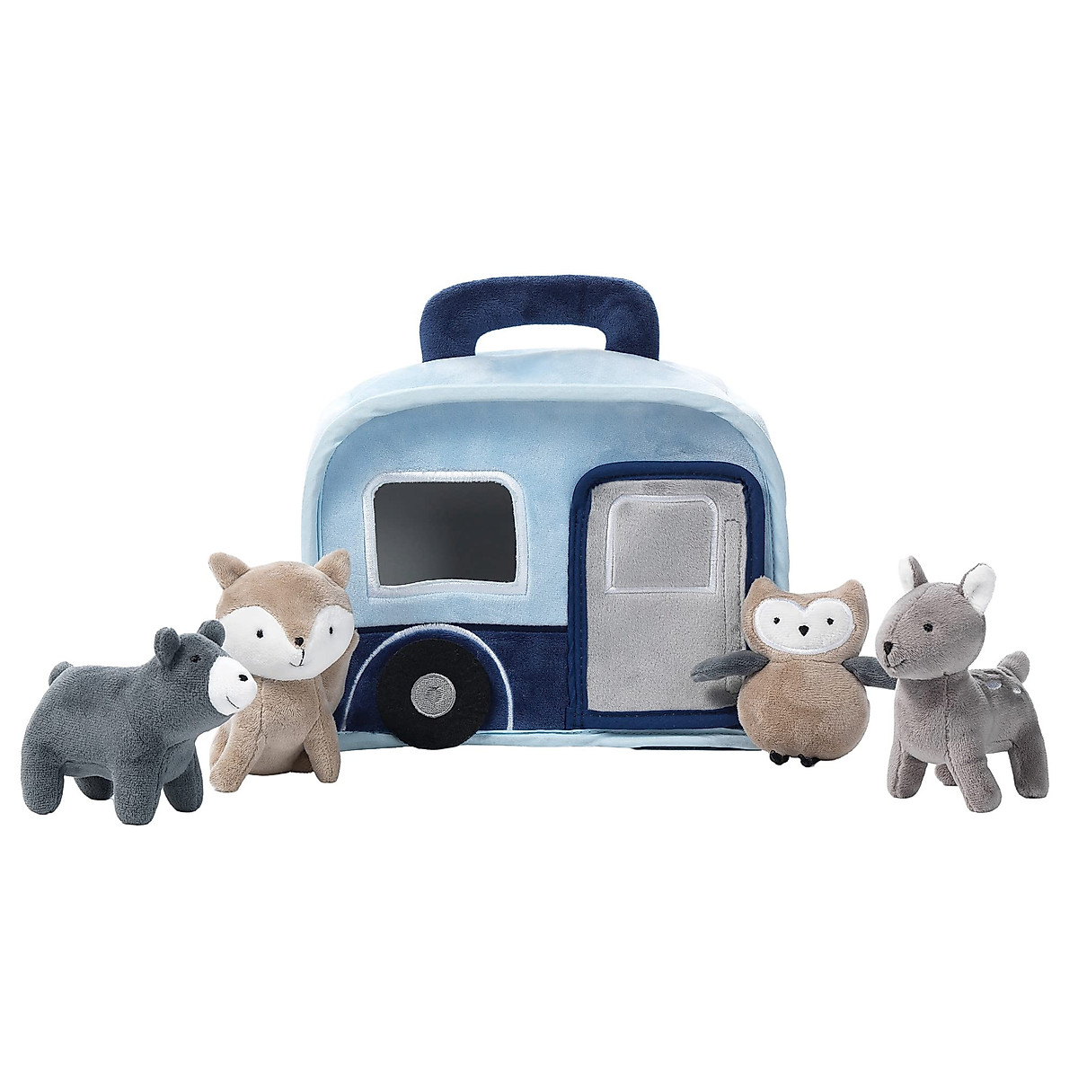 Lambs & Ivy Interactive Blue Camper/RV Plush with Stuffed Animal Toys