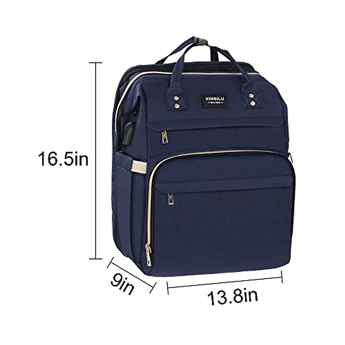 Xinsilu Diaper Bag Backpack for Boys & Girls Diaper Backpack Registry Search Newborn Blue