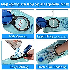 KUREIDA Hydration Bladder 2 Liter Leak Proof Water Reservoir,BPA Free,Wide Opening,Military Water Bladder Combined with Hydration Backpacks for Biking Hiking Running Camping Climbing.Blue