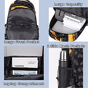 YoCosy Black Vintage Cartoon Car Backpack School Bookbag Laptop Purse Casual Daypack for Teen Girls Women Boys Men College Travel