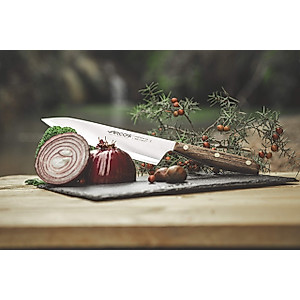 ARCOS Chef Knife 8 Inch Stainless Steel. Professional Kitchen Knife for Cooking. Ovengkol Wood Handle 100% natural FSC and 210 mm Blade. Series Nordika. Color Brown.