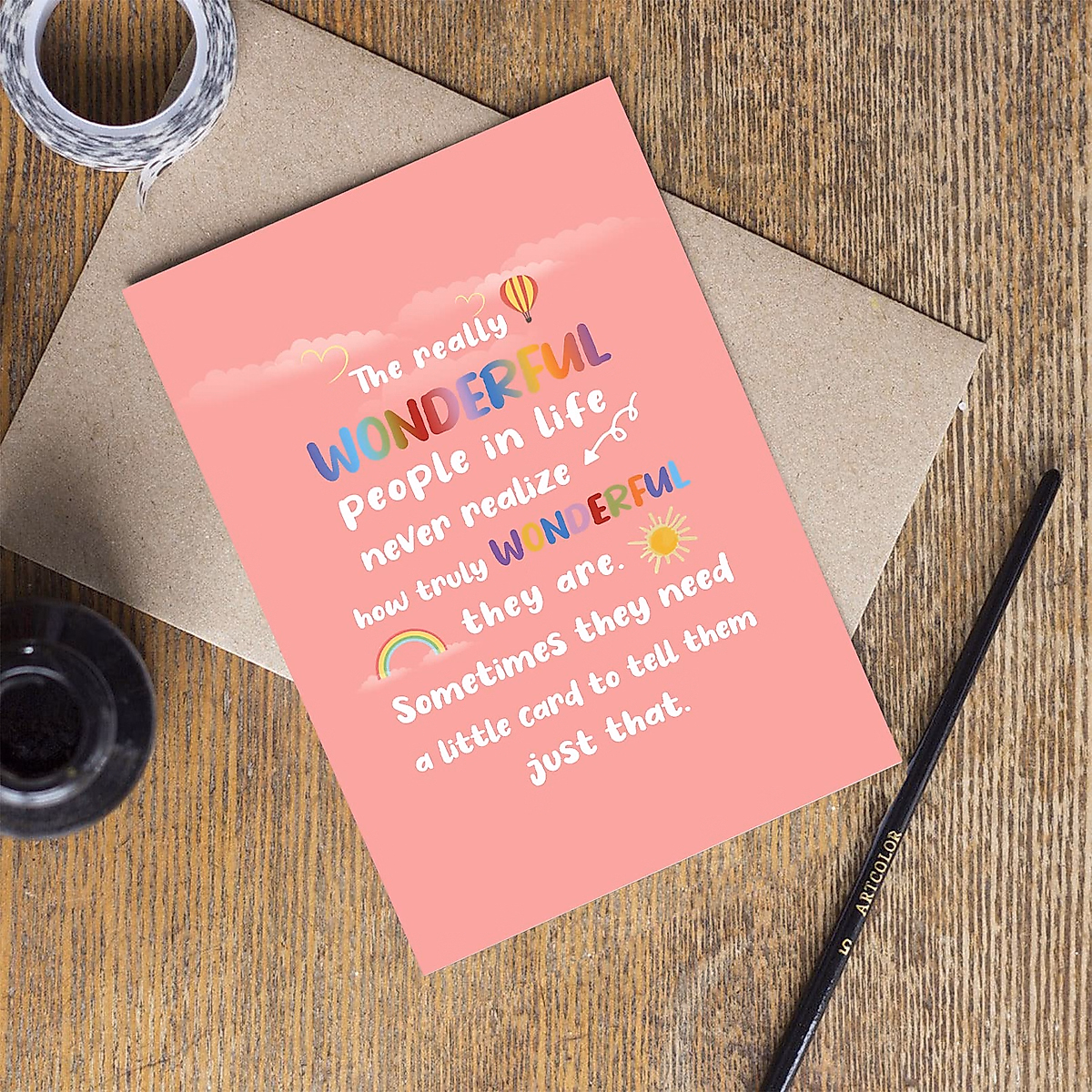 Sweet Positivity Card, Cute Encouragement Card, Thank You Card for Friend, Self Confidence Card, Friendship Card, Wonderful People