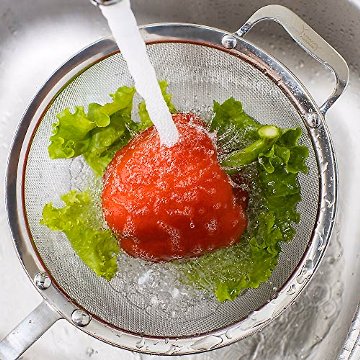 9" Large Fine Mesh Strainer with Sturdy Handle - Sieve Fine Mesh Stainless Steel - Ideal Quinoa Strainer