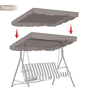BenefitUSA Canopy ONLY Outdoor Patio Swing Canopy Replacement Porch Top Cover for Seat Furniture (65"x45", Taupe)