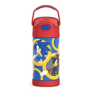 THERMOS FUNTAINER Water Bottle with Straw - 12 Ounce, Sonic the Hedgehog - Kids Stainless Steel Vacuum Insulated Water Bottle with Lid
