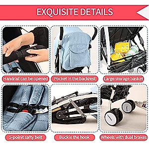 Umbrella Baby Stroller Lightweight Compact Stroller All Terrain Convenience Carriage Stroller Travel Tall Pram for Toddler Big Kids Single Stroller (Azure)