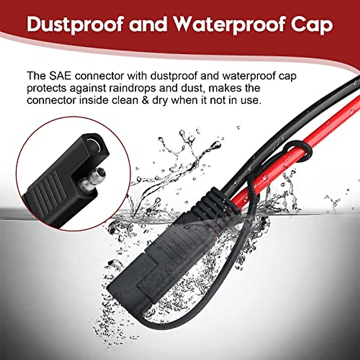 PAEKQ Solar Panel Connector to SAE Adapter Cable, 10AWG Solar to SAE Cable PV Extension Wire, SAE to Solar Panel Adapter for Solar Panels Rv Battery Charger kit, with SAE Polarity Reverse Adapter Plug