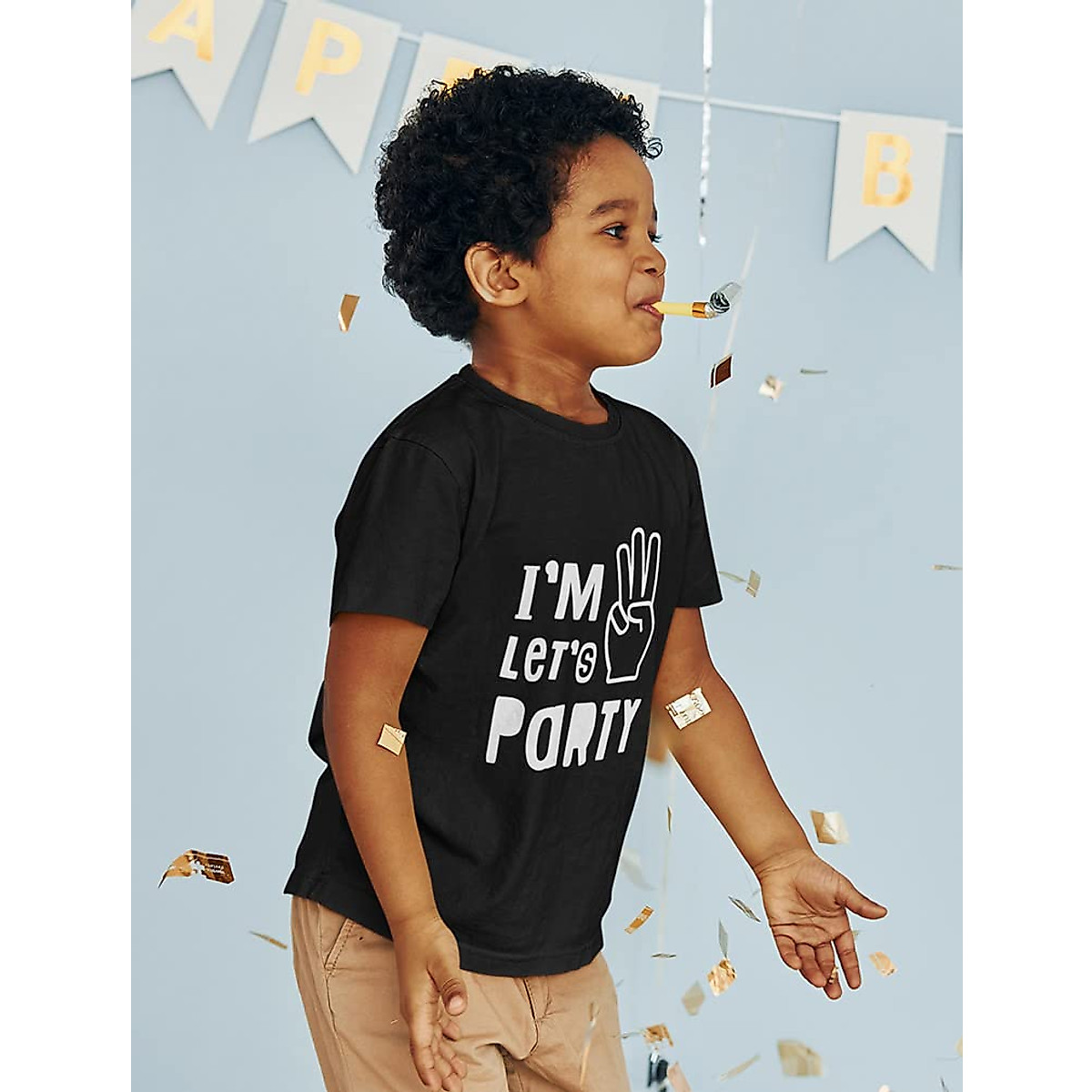 I'm Three 3rd Birthday Shirt Gifts for 3 Year Old Boy Girl Toddler Kids T-Shirt 3T Black