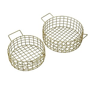 Gourmet Basics by Mikasa Kendall Set of 2 Storage Baskets, 12.5-Inch and 14.5-Inch, Gold