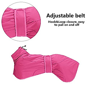 Greyhound Winter Coat, Whippet Coat with Padded Fleece Lining, Water Resistant Dog Jacket with Adjustable Bands and Reflective - Pink - XXLarge