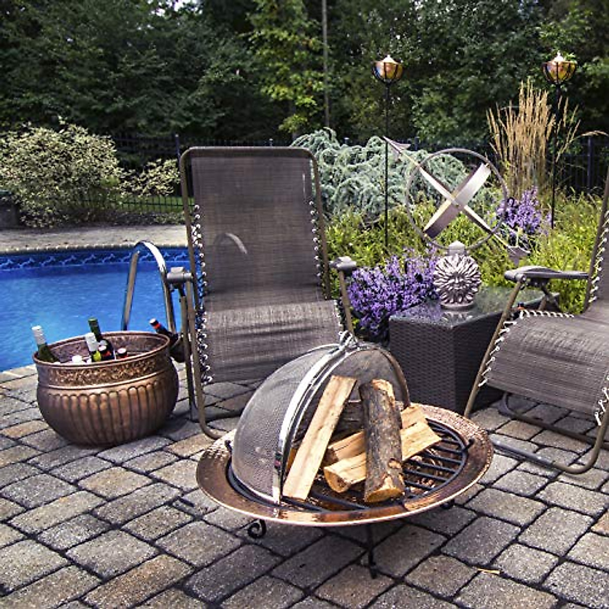 Good Directions 774SS Heavy Duty Fire Pit Spark Screen with Lifter Hinged for Easy Access, 25 Inch, Stainless Steel