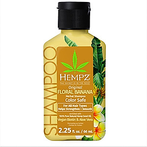 Hempz Biotin Hair Shampoo - Original Floral & Banana - For All Hair Types Growth & Strengthening Damaged Hair - Travel Size 2.25 Fl OZ