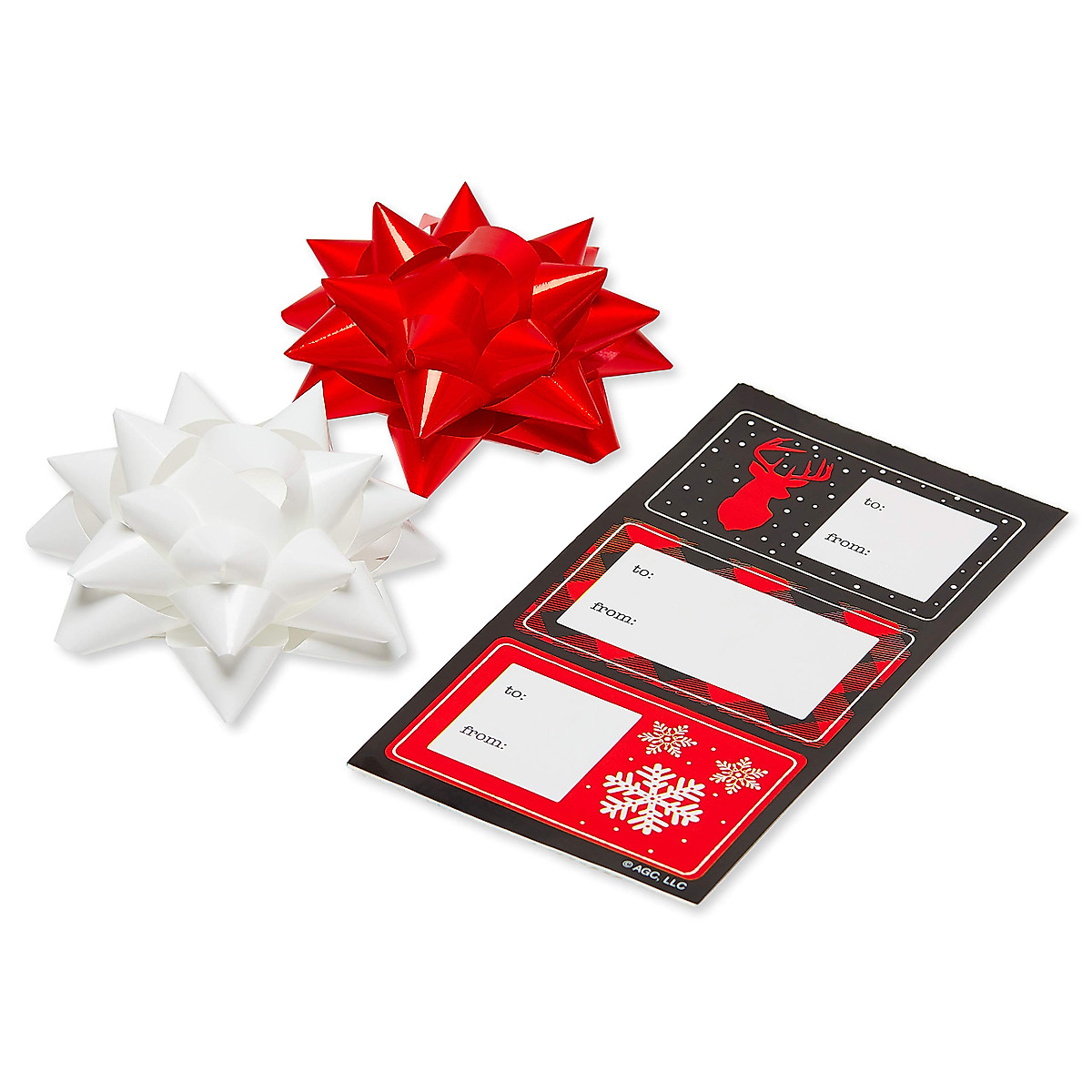 American Greetings Christmas Wrapping Paper Set with Cut Lines, Red, Black and White, Plaid, Reindeer and Snowflakes (4 Rolls, 7 Bows, 30 Gift Tags, 120 sq. ft.)