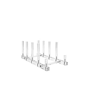 THB Products Clear Upright Modern Dinnerware Plate Place Setting 4 to 5 or More Plate Display Stand (Item #072120), 9 ½ inches L x 4 ½ inches W x 4 inches H