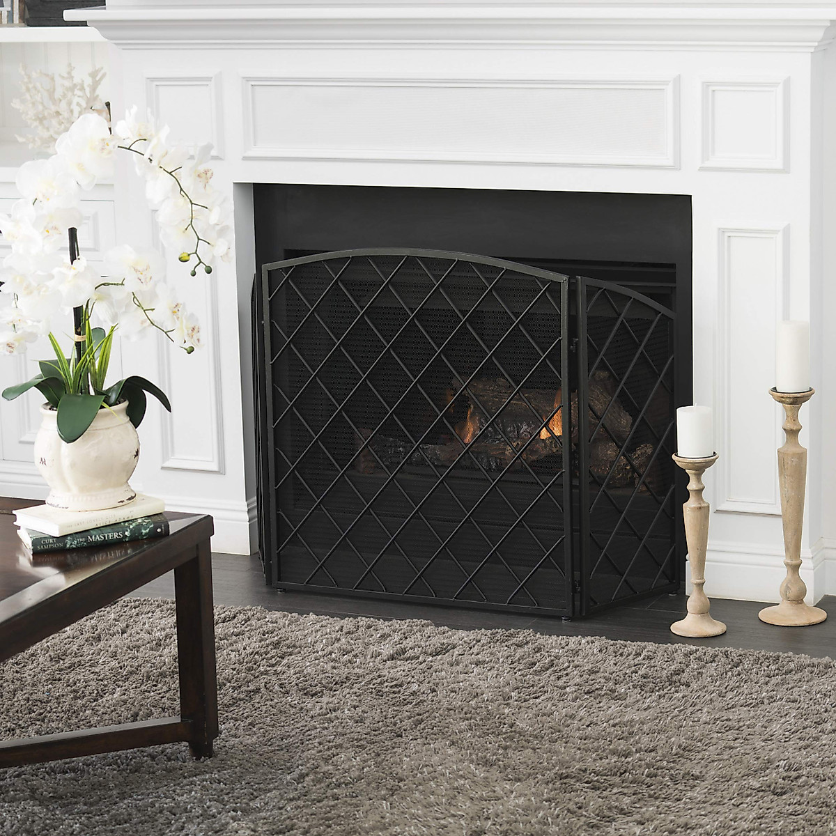 Christopher Knight Home Amiyah 3 Panelled Iron Fireplace Screen, Black