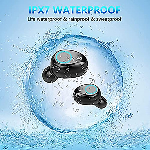 VOLT PLUS TECH Wireless V5.0 Bluetooth Earbuds for Samsung Galaxy S20/FE/Ultra/S20+/5G/Fan Edition/Plus with LED Display, Mic and 8D Bass, F9 TWS and IPX7 Waterproof/Sweatproof with 2000mAh PowerBank