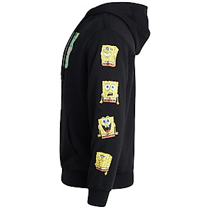 Nickelodeon Men’s SpongeBob and Patrick Fleece Sweatshirt – Men and Women’s Unisex Pullover Hoodie (Size: S-XL), Size Large, Spongebob Black