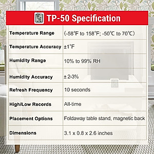 ThermoPro TP50 Digital Hygrometer Indoor Thermometer Room Thermometer and Humidity Gauge with Temperature Monitor